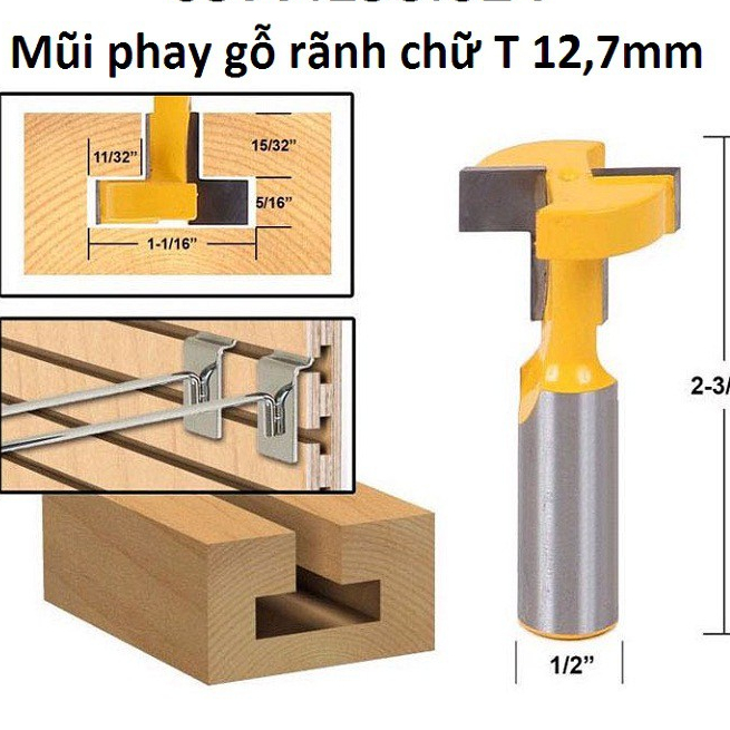 Mũi dao phay gỗ rãnh chữ T cốt 12,7mm | Shopee Việt Nam