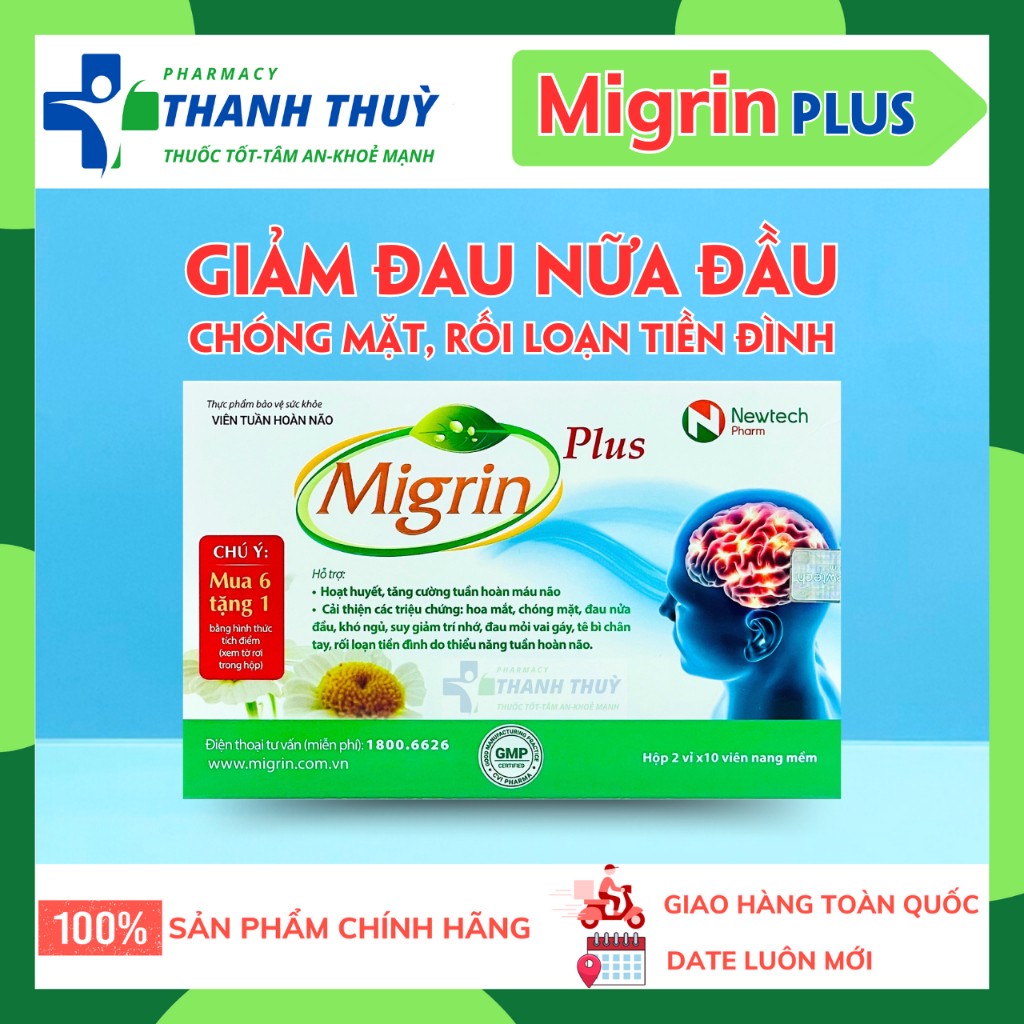 Migrin Plus, Tăng Cường Tuần Hoàn Não, Giảm Đau Nửa Đầu, Migraine ...