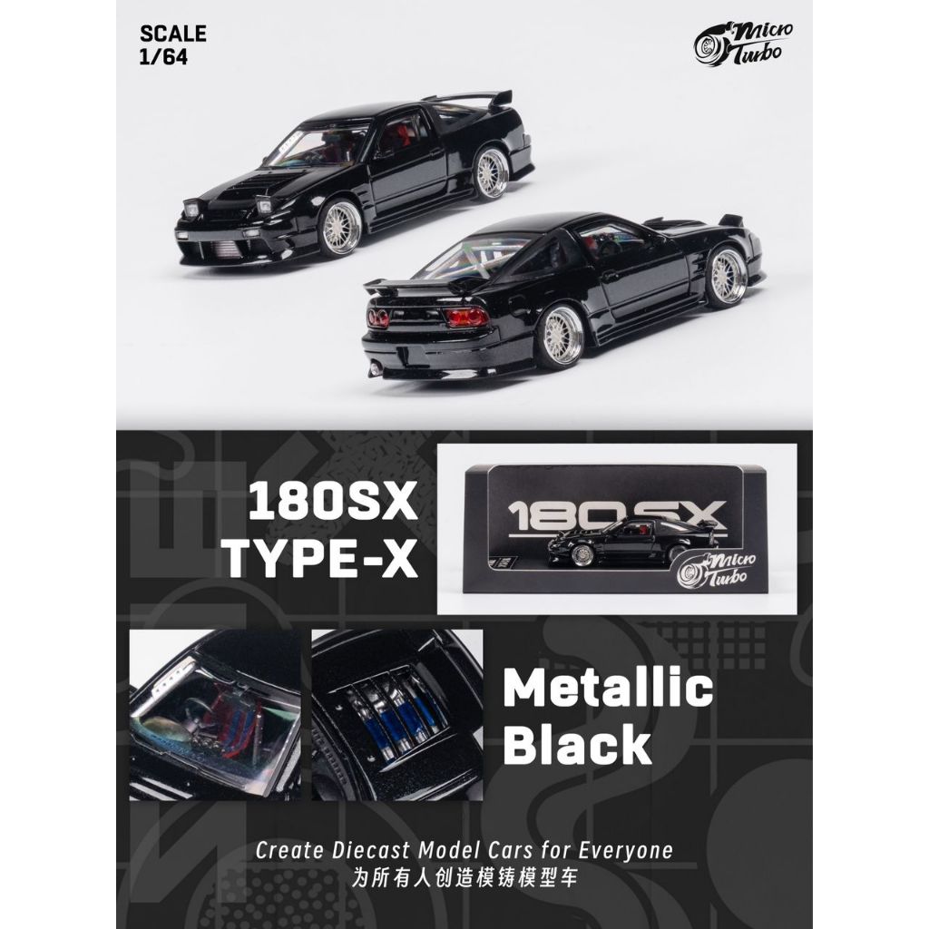 MÔ HÌNH 1:64 MICRO TURBO - Nissan 180SX TYPE-X Metallic Black | Shopee ...