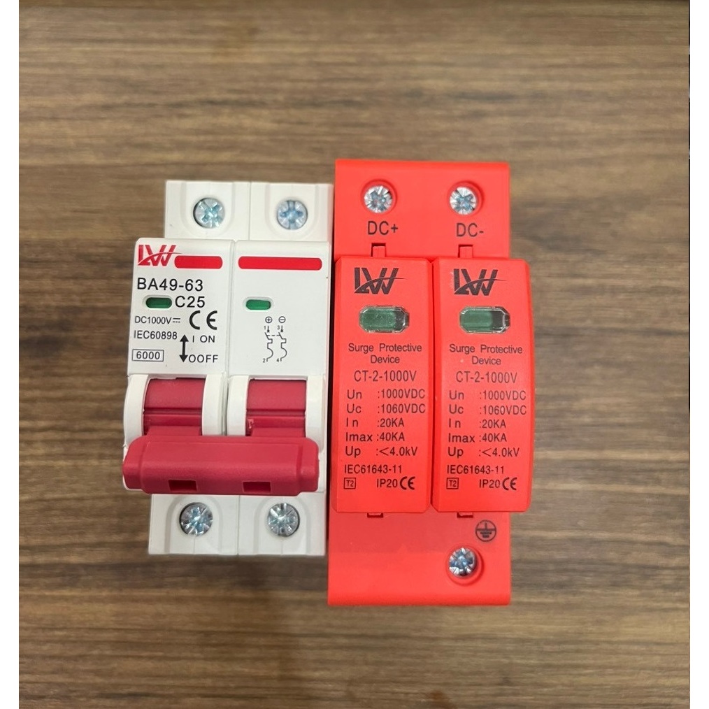 Bộ CHỐNG SÉT DC 1000V VÀ APTOMAT DC 1000V 16A, 20A, 25A, 32A, 40A , 63A ...