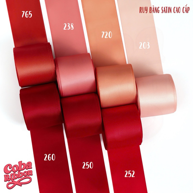 5 mét - Ruy băng satin cao cấp 2 mặt mịn mướt (Tone Đỏ) | Shopee Việt Nam