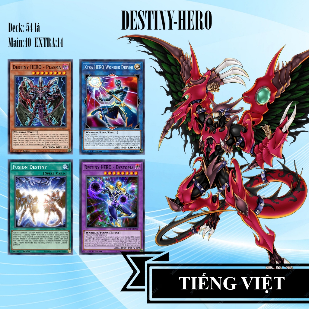 [TIẾNG VIỆT] Bài YuGiOh - Bộ 54 lá bài Destiny Hero - Destiny Hero Deck ...