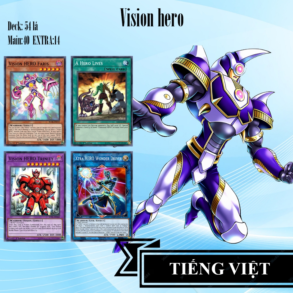 [TIẾNG VIỆT] Bài YuGiOh - Bộ 54 lá bài Vision hero - Vision hero Deck ...