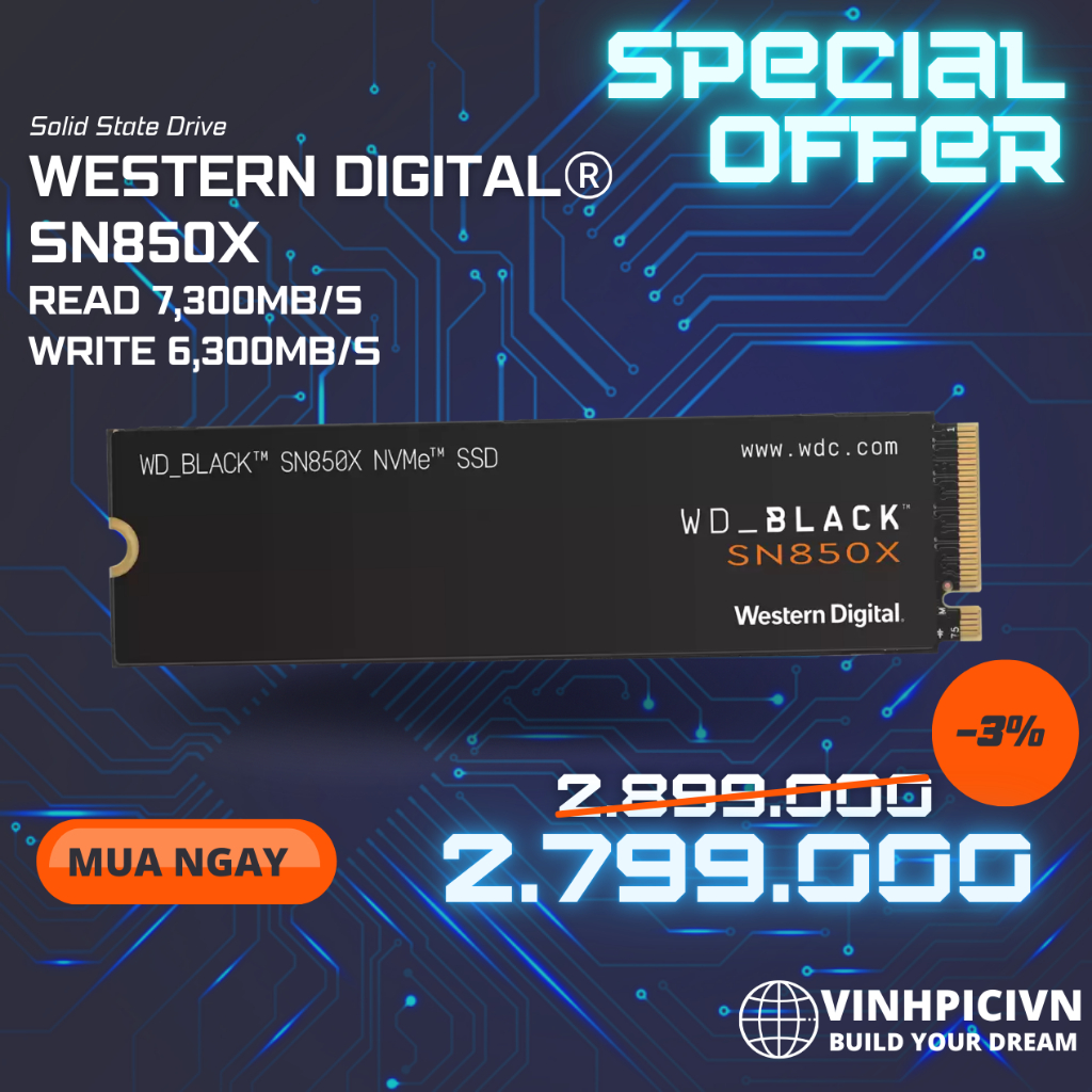 Ổ cứng SSD Western Digital SN850X Black 1TB Gen4 x4 M.2 2280 (Đọc ...