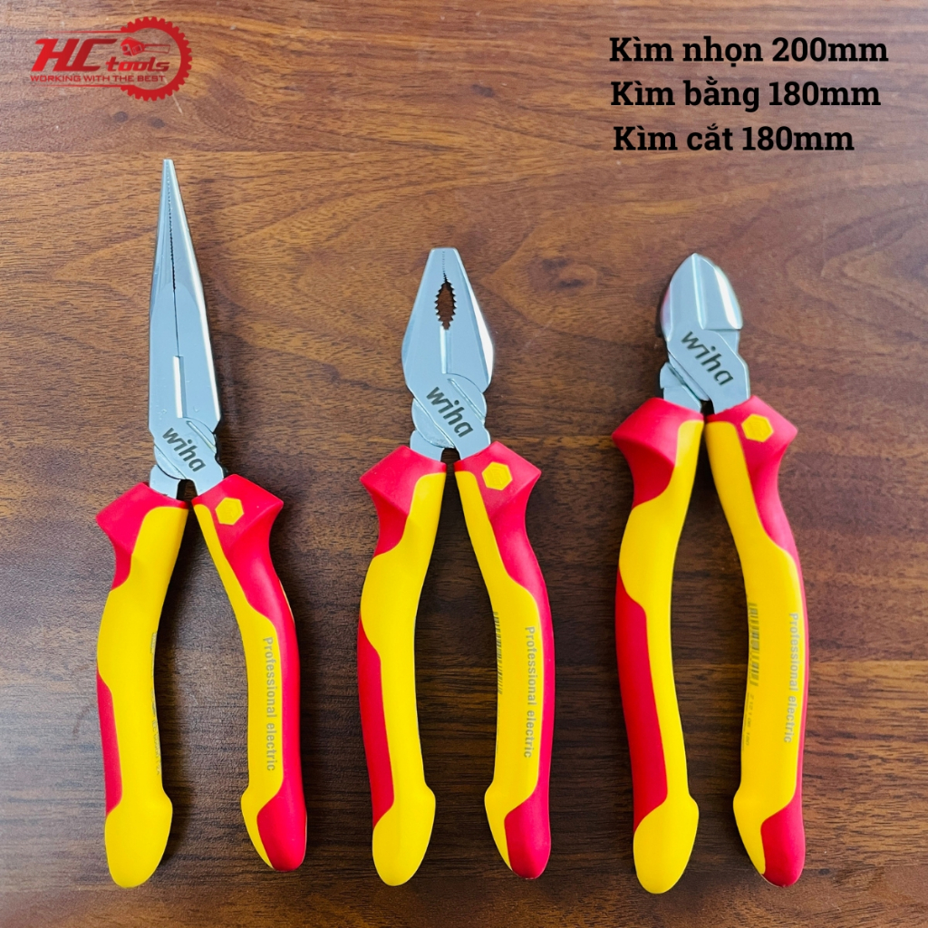 Combo 3 Kìm Wiha điện 18cm, cắt 18cm, nhọn 20cm Chính Hãng 26708, 43340 ...