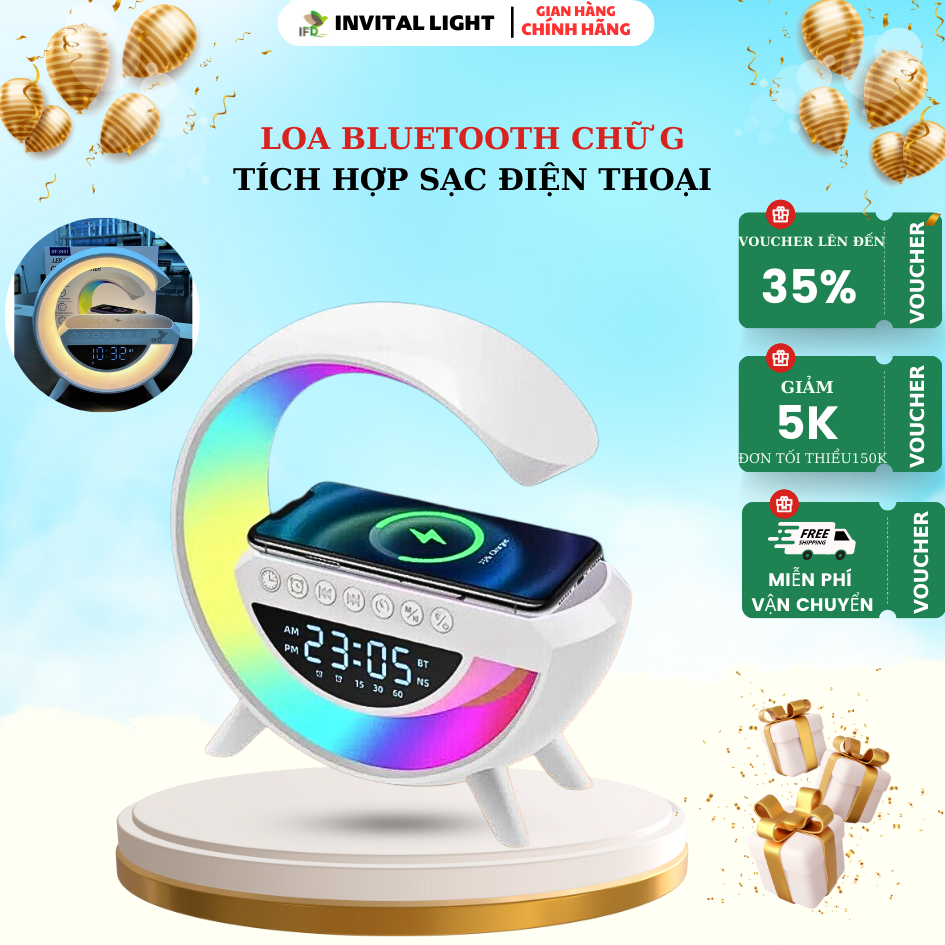 Loa Bluetooth Loa Chữ G BT3401 4IN1 Sạc Nhanh Không Dây Đồng Hồ Báo ...