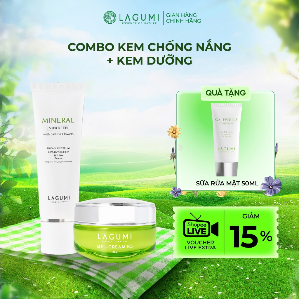 Kem chống nắng vật lý nâng tone Lagumi 50gr và Kem dưỡng lagumi 30gr ...