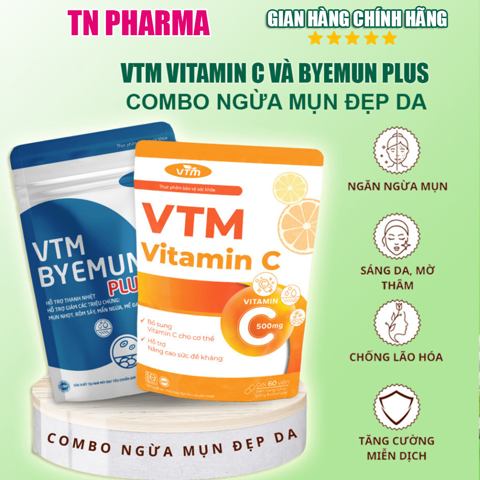 Combo Viên Uống VTM Vitamin C Và Viên uống VTM Byemun Plus Hỗ Trợ Tăng ...