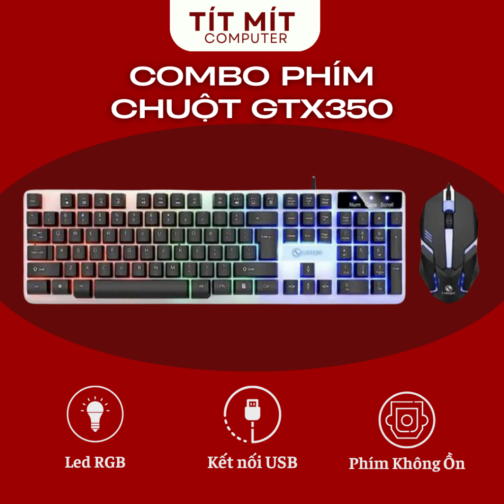 Combo Bộ Phím Chuột Có Dây GTX 350 Giả Cơ Cao Cấp Led RGB | Shopee Việt Nam