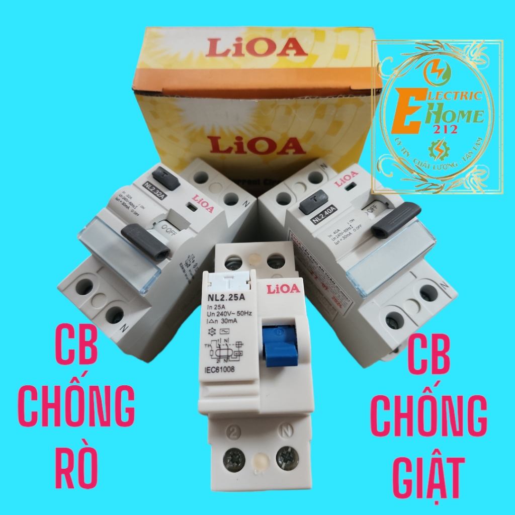 Aptomat chống giật LiOA - CB chống giật - Cầu dao chống giật - Cầu dao chống dòng dò RCCB 25A ...