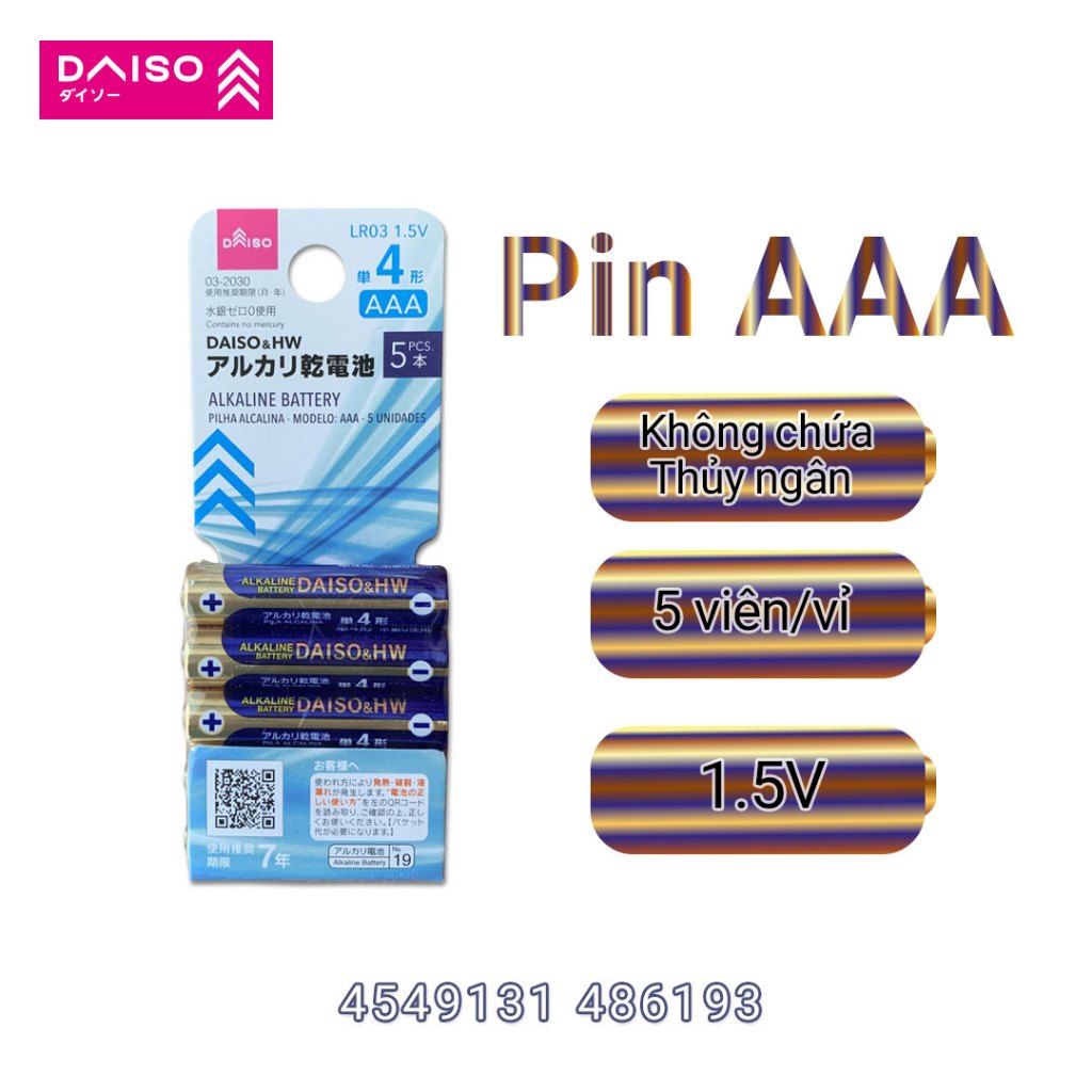 Pin Alkaline AAA Vỉ 5 viên Daiso Japan | Shopee Việt Nam