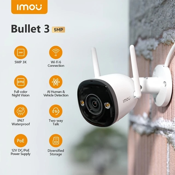 Camera IP IMOU ngoài trời Bullet F32FP F52FP chuẩn 5MP, có màu ban đêm ...