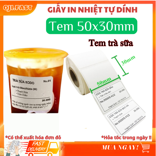 Combo 10 cuộn Giấy in Tem Trà Sữa 50x30 (800 tem), Giấy In Decal Nhiệt ...