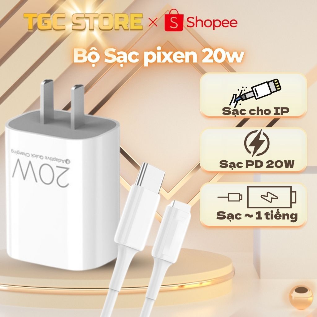 Bộ Sạc Nhanh Pixen PD 20W ( Combo Củ & Cáp ) sạc nhanh ổn định an toàn ...
