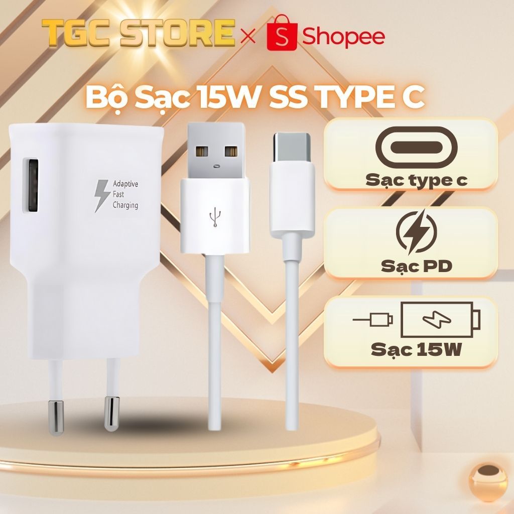 Combo Bộ sạc Type C USB 15W, Dây Sạc Type C Sạc Nhanh Và Củ Sạc Ss Type ...