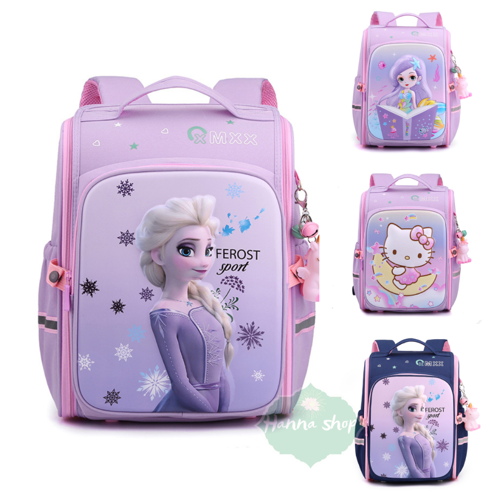 Balo chống gù, cặp sách hình Elsa, Tiên Cá cho bé gái tiểu học | Shopee ...