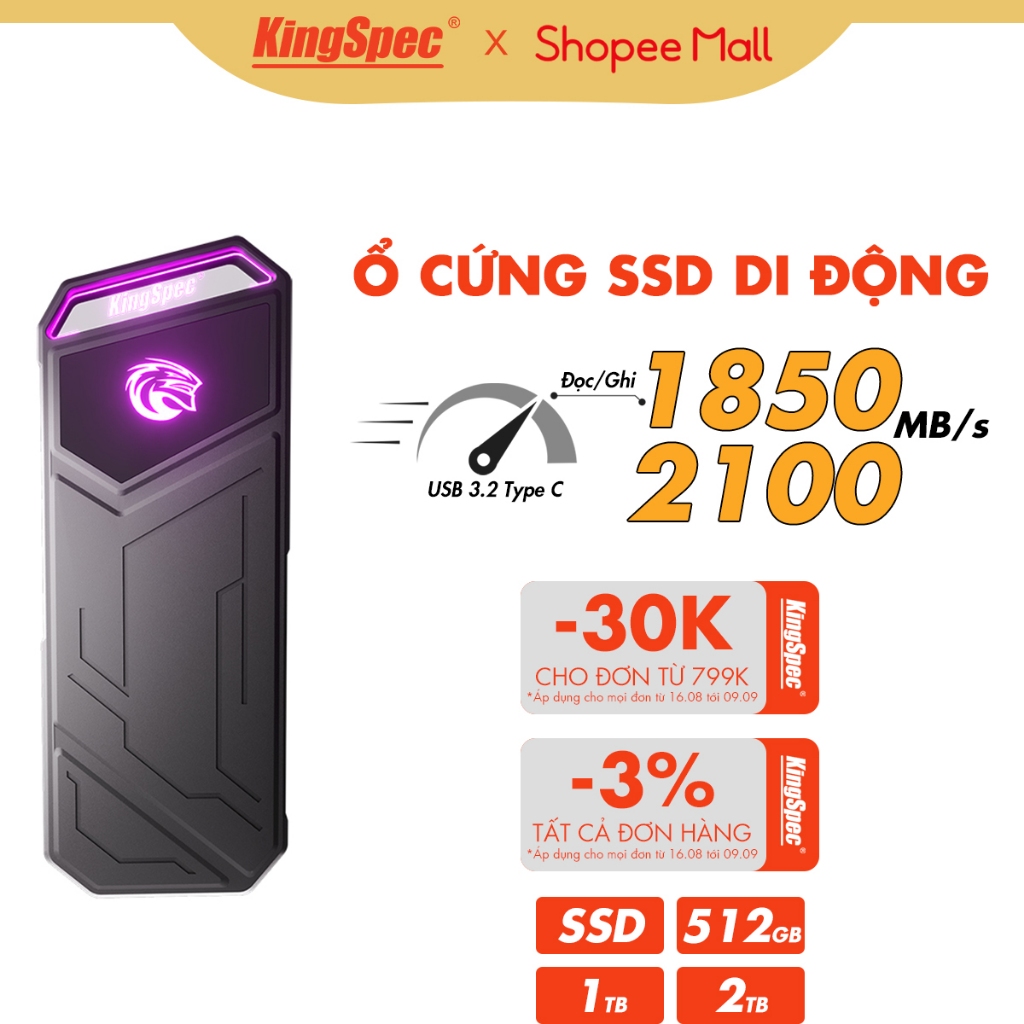 Ổ cứng SSD di động USB 3.2 TypeC , 512GB / 1TB KingSpec | Z5 Series Hàng Chính Hãng | Shopee ...