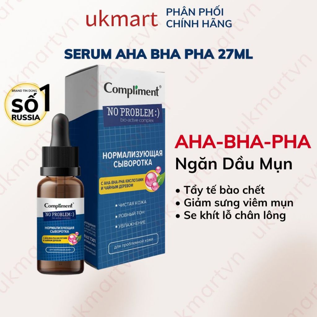 Serum Compliment No problem AHA-BHA-PHA Giảm Mụn, Mờ Thâm, Se Lỗ Chân Lông Cho Da Dầu Mụn 27ml ...