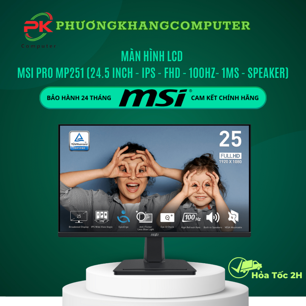 Màn Hình LCD MSI Pro MP251 (24.5 inch, Full HD, IPS, 100Hz, 1ms, phẳng ...