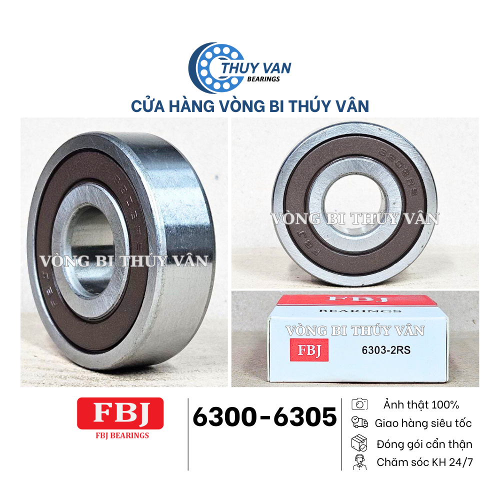 Vòng bi bạc đạn hạt tròn, cầu 6300 6301 6303 6304 6305 nắp phớt cao su RS hãng FBJ | Shopee Việt Nam