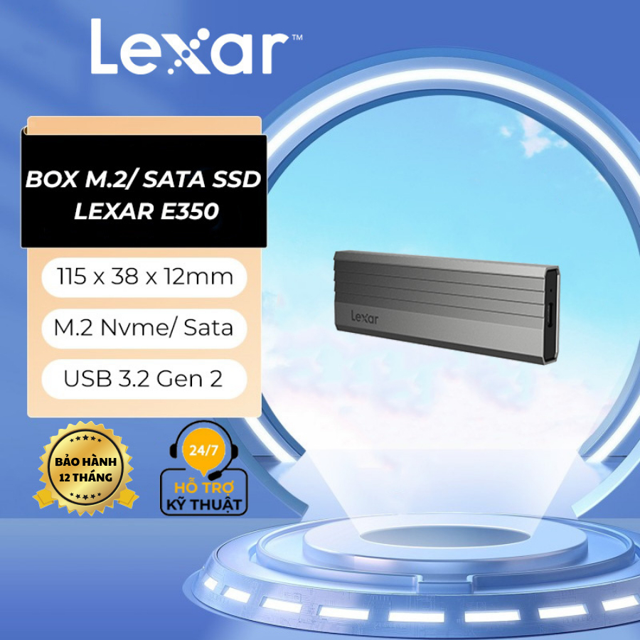 Box SSD Lexar E350 M.2 Nvme/ Sata SSD Enclosure hỗ trợ USB 3.2 Gen 2 ...