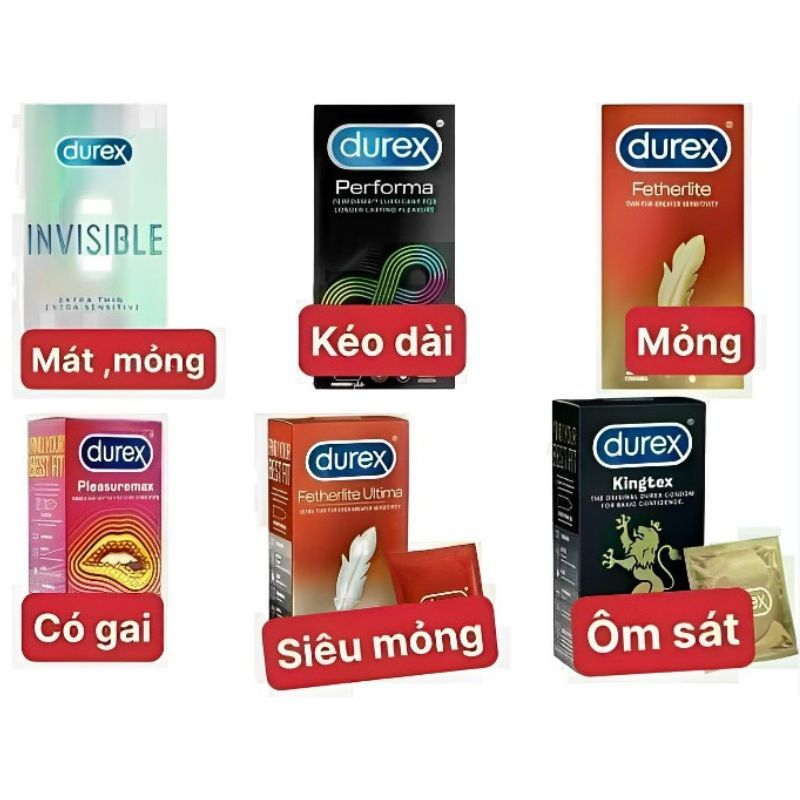 Bao cao Su Durex Đủ Loại Full Mẫu Fetherlite Ultima-Kingtex-PleasureMax ...