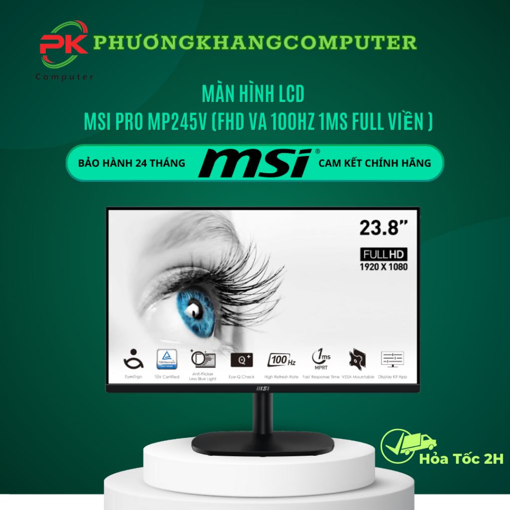 Màn Hình LCD MSI PRO MP245V (FHD VA 100HZ 1MS Full Viền ) BH 24 Tháng ...