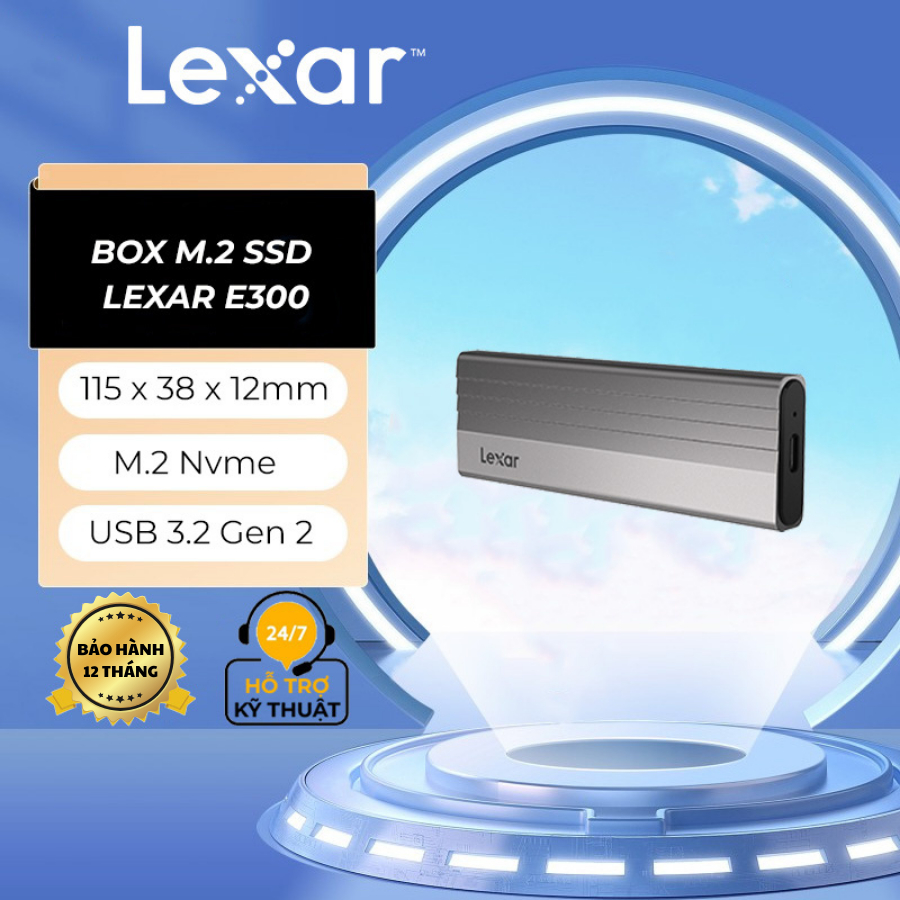 Box SSD Lexar E300 M.2 Nvme Enclosure hỗ trợ USB 3.2 Gen 2, Tốc độ cao ...