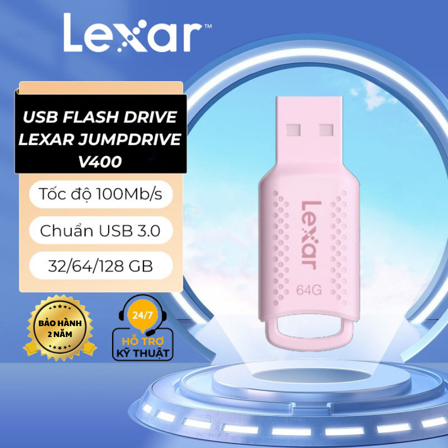 USB Lexar JumpDrive V400 32GB/ 64GB/ 128GB, Chuẩn 3.0, Tốc độ đọc 100Mb/s, Chính hãng bảo hành 2 ...