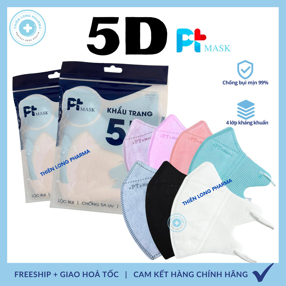 [SET 50Cái] Khẩu Trang 5D PT MASK kháng khuẩn chống bụi mịn 2.5PM hàng ...
