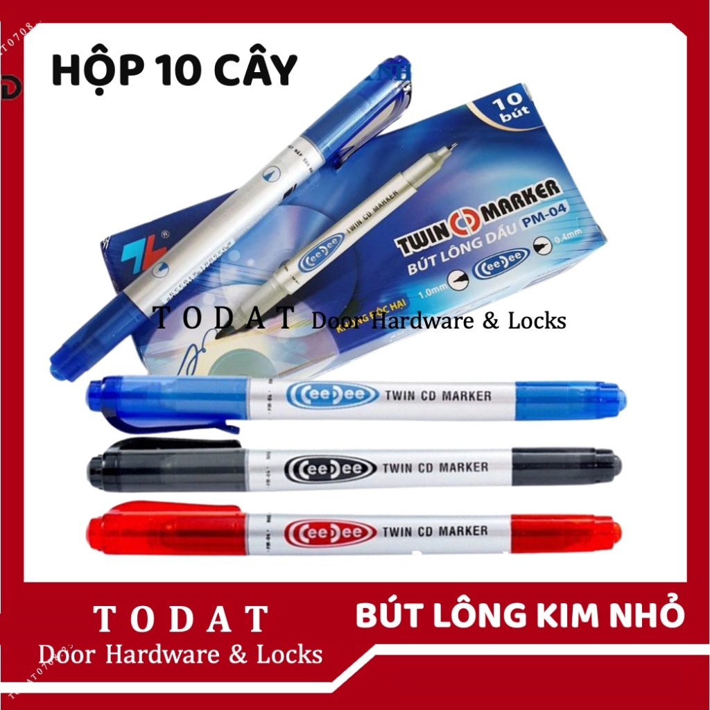 [BÚT LÔNG DẦU NHỎ - BÚT LÔNG KIM] Hộp 10 Bút Lông Dầu Nhỏ 2 Đầu PM04 ...