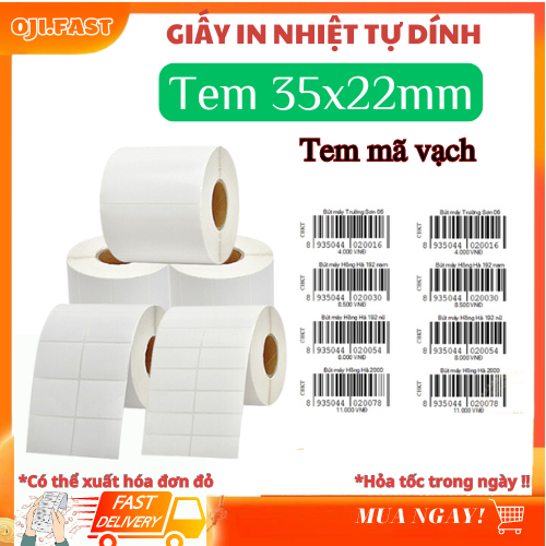 [1 cuộn] Giây in nhiệt tem mã vạch 2 tem 35x22 70x22 72x22 74x2,tem in ...