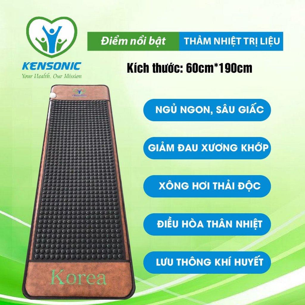 Thảm đá nóng trị liệu Hàn Quốc 60*190cm đá đen hiệu Kensonic, Remote có hẹn giờ. Bảo hành 2 năm ...
