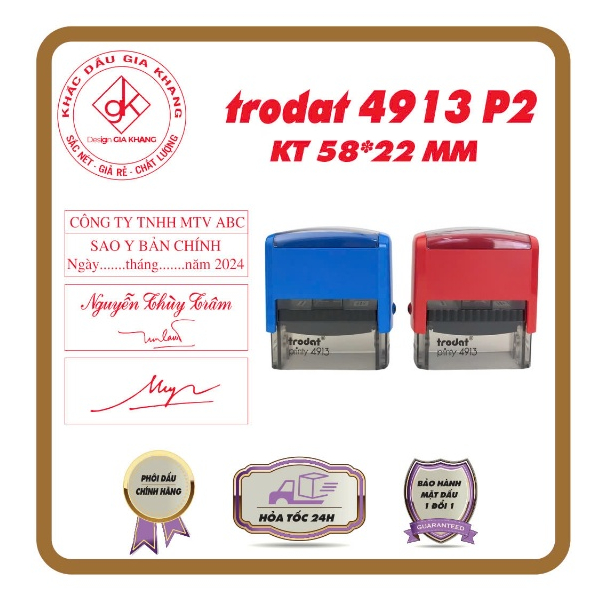 Khắc dấu Trodat 4913 P2 Chính Hãng - kích thước 58x22mm Làm con dấu ...