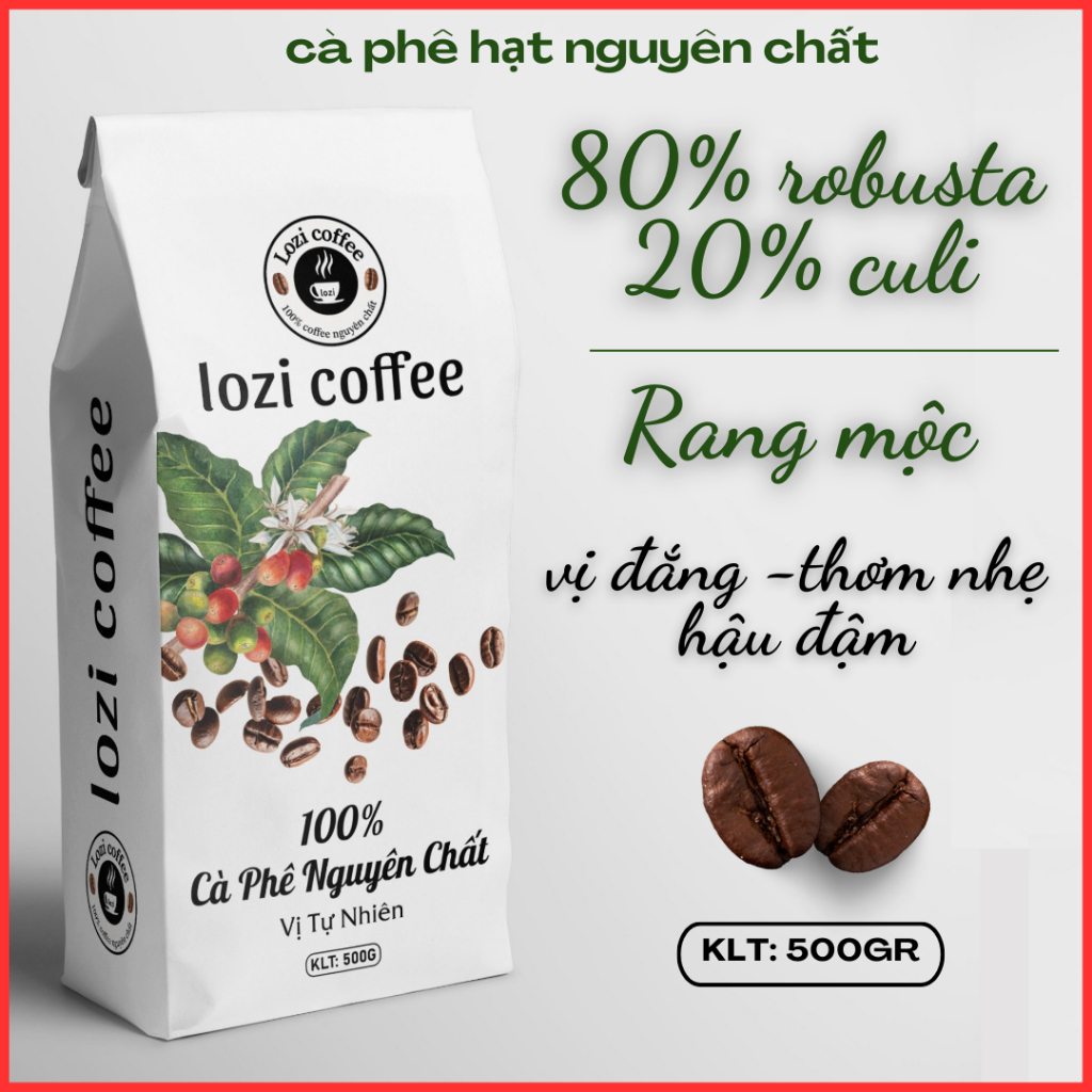 cà phê Robusta + Culi mix 80/20 rang mộc 500G/ bịch thơm ngon đậm vị ...