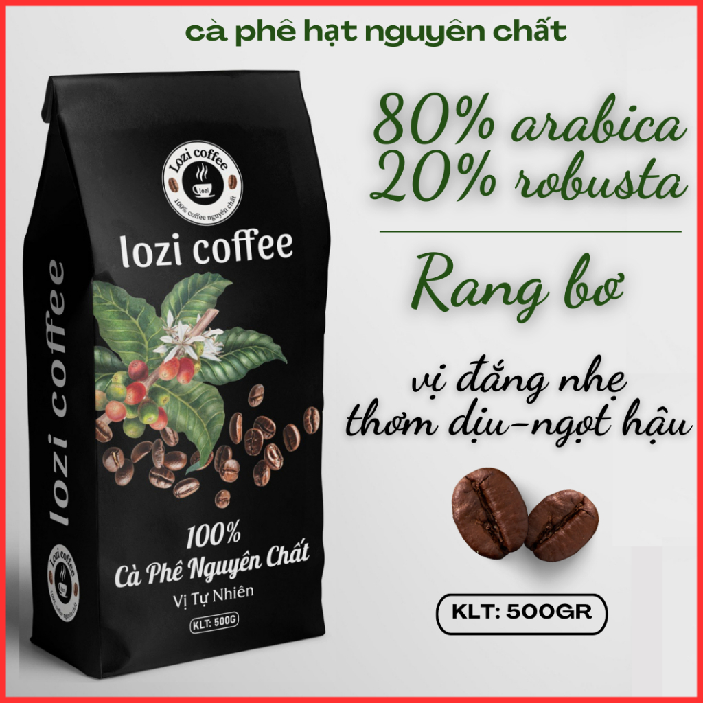 cà phê hạt RANG BƠ arabica + robusta 8/2 thơm nồng ngọt hậu 500g / gói ...