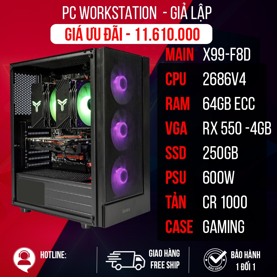 BỘ PC WORKSTATION DUAL XEON E5 2686v4 /64GB/RTX 3050 8GB GDDR6 | Shopee ...
