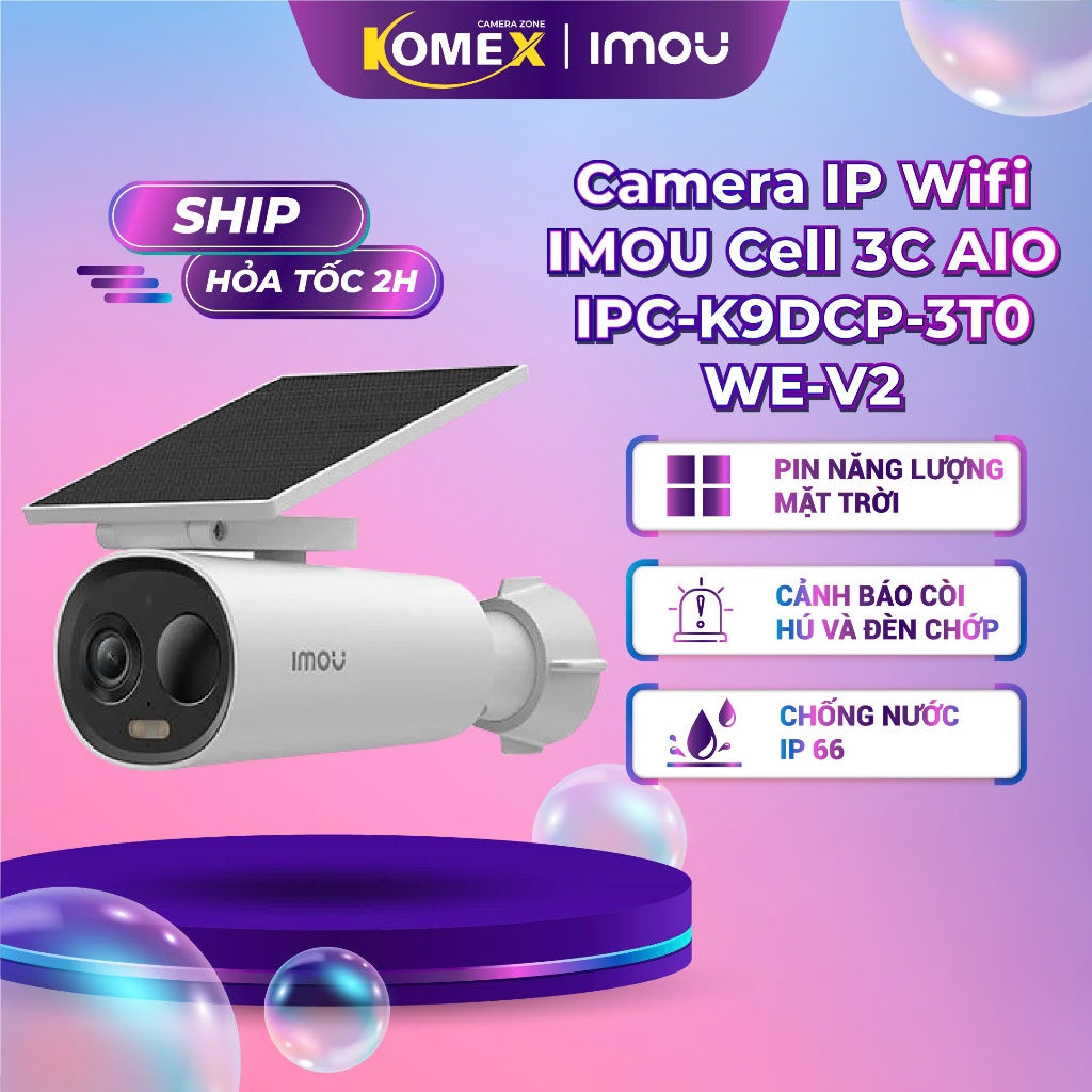 Camera Wifi IP ngoài trời IMOU Cell 3C AIO IPC-K9DCP-3T0WE-V2 Camera Dùng Pin Tích Hợp Tấm Sạc ...