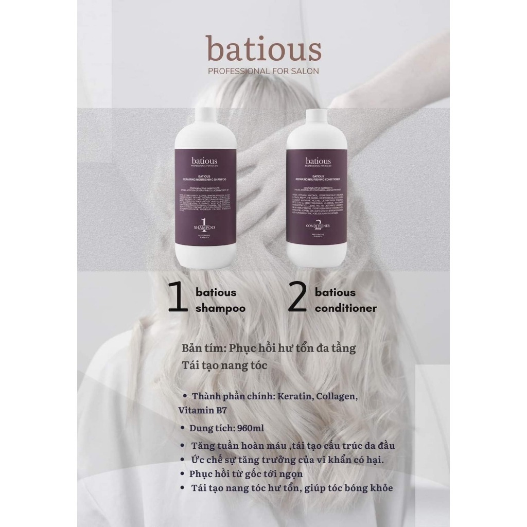 Dầu Gội Batious phục hồi hư tổn đa tầng, ngăn gàu, kiềm dầu 500ML ...