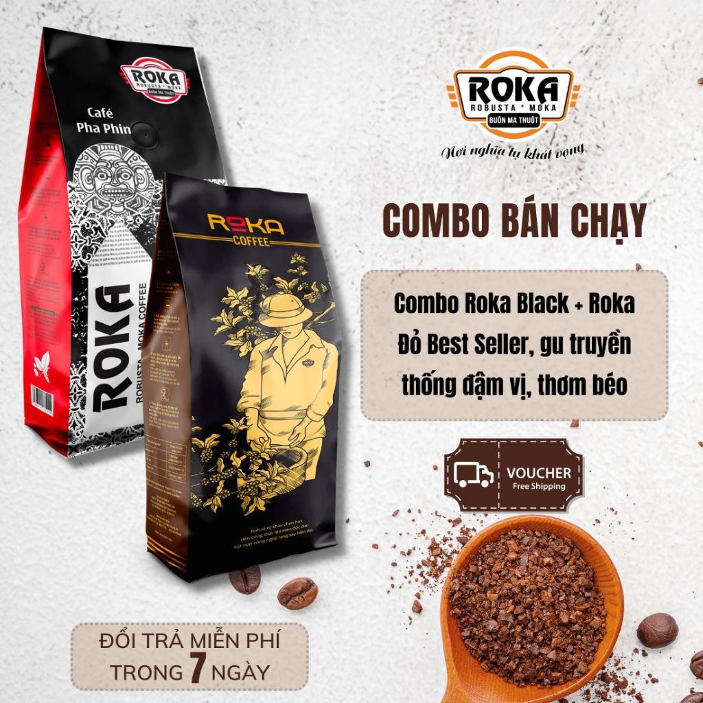 COMBO Cà Phê Rang Xay Truyền Thống Vị Đậm Đà Thơm Tự Nhiên - Roka Black ...