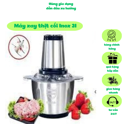 Máy xay thịt đa năng cối xay inox 304 2L công suất 250W, 4 Lưỡi cối xay ...