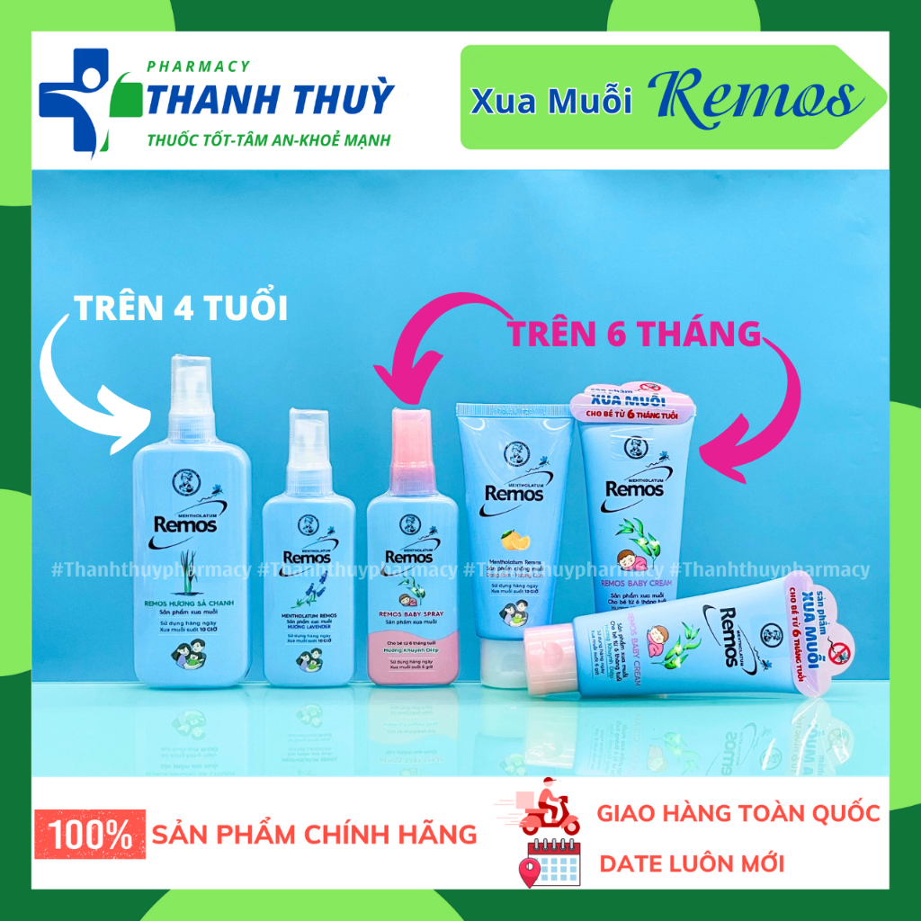 REMOS Chai Xịt Chống Muỗi Cho Người Lớn Và Trẻ Em Hương Lavender, Chanh ...