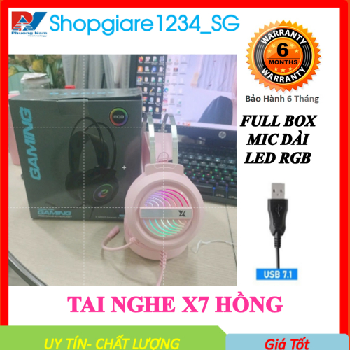 Tai Nghe Gaming Màu Hồng, cổng USB- Có Đèn Led Và Mic Cho Pc / Laptop ...