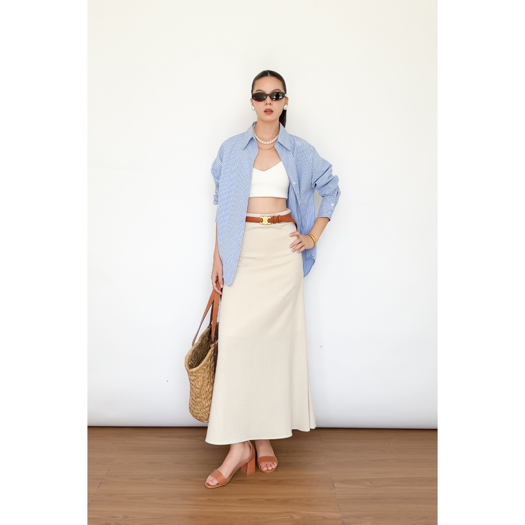 Áo Sơ Mi Kate Nylon Kẻ Sọc Bleumi | 4375 | Lana Official | Shopee Việt Nam