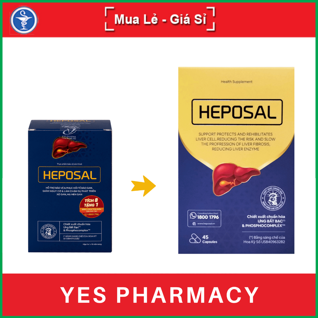 Viên uống HEPOSAL giúp giải độc gan, tăng cường chức năng gan (Hộp 45 ...