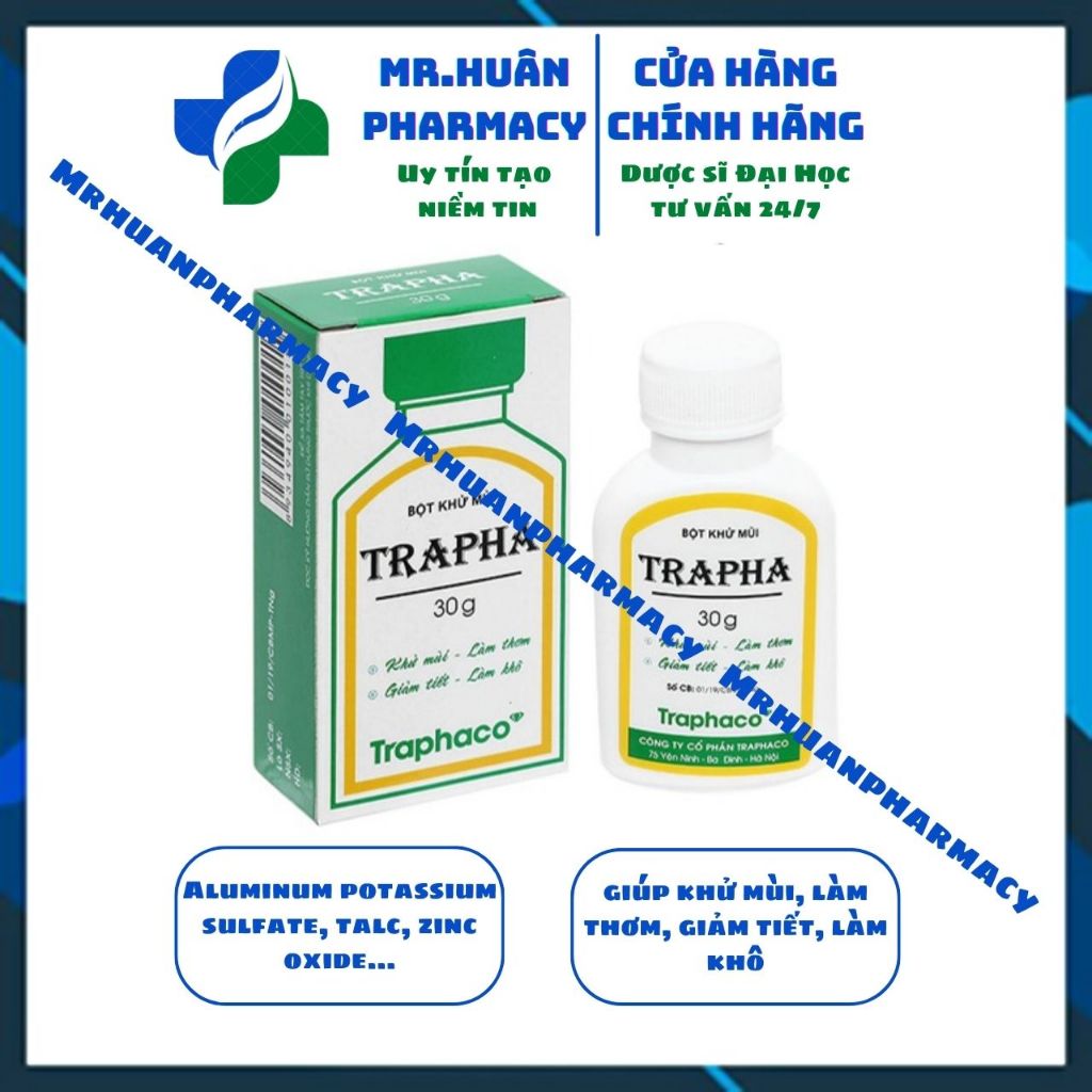 5 Lọ Bột khử mùi Trapha 30g Traphaco - Khử mùi, làm thơm, giảm tiết ...
