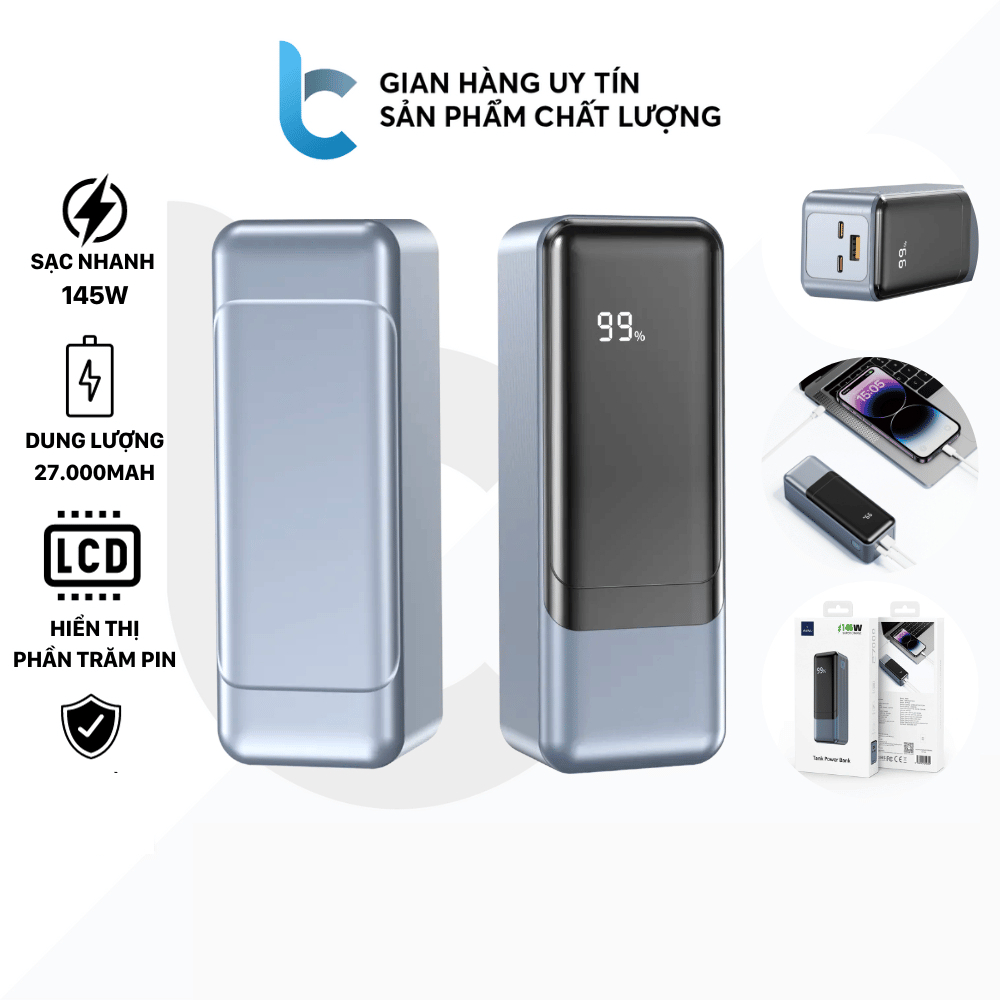 Sạc Dự Phòng WIWU Tank 145W Wi-P010 Dung Lượng 27.000mAh, Sạc Nhanh PD 145W Cho Macbook/ Laptop ...