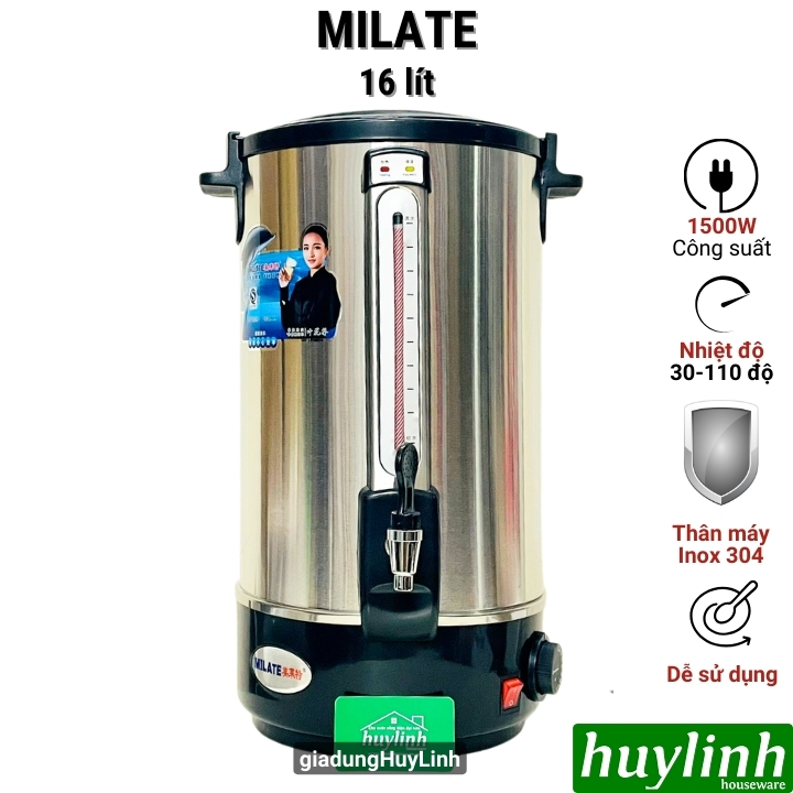 Bình đun nước nóng Milate 16 lít - phù hợp cho quán kinh doanh - Inox ...