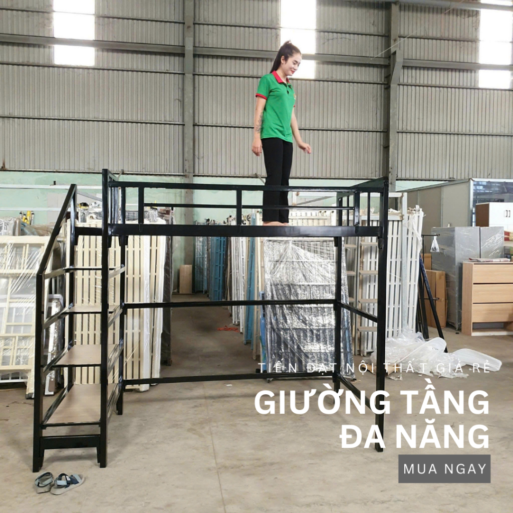 [Rẻ Nhất] Giường tầng thông minh khung sắt cứng cáp 80-1m6x2m Freeship ...