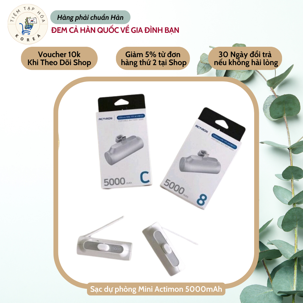 Sạc dự phòng Mini Actimon nội địa Hàn tích hợp sạc nhanh 3.0 5000mA ...
